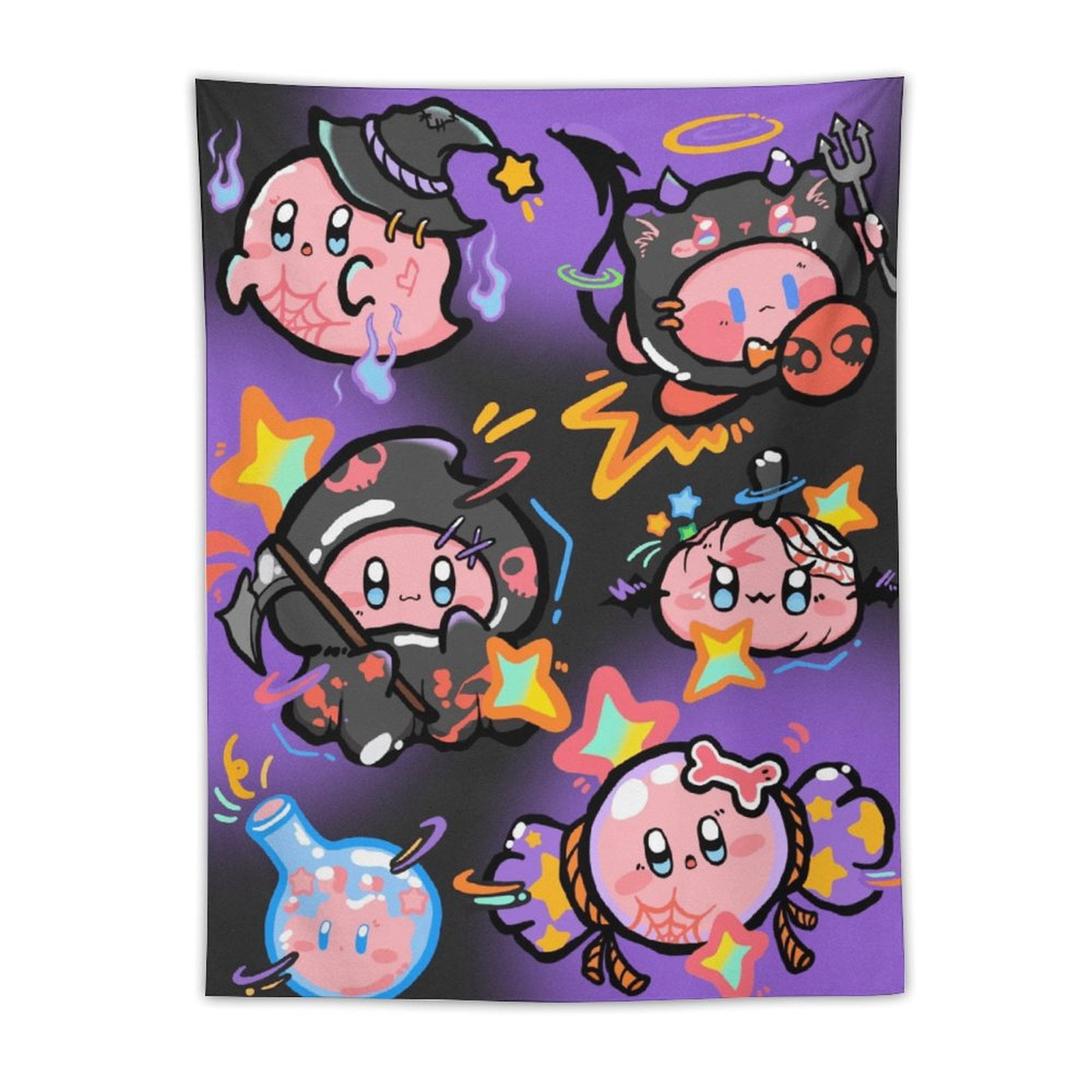 KirbyHalloween Cartoon Tapestry Wall Hanging Banner Suitable for Home ...