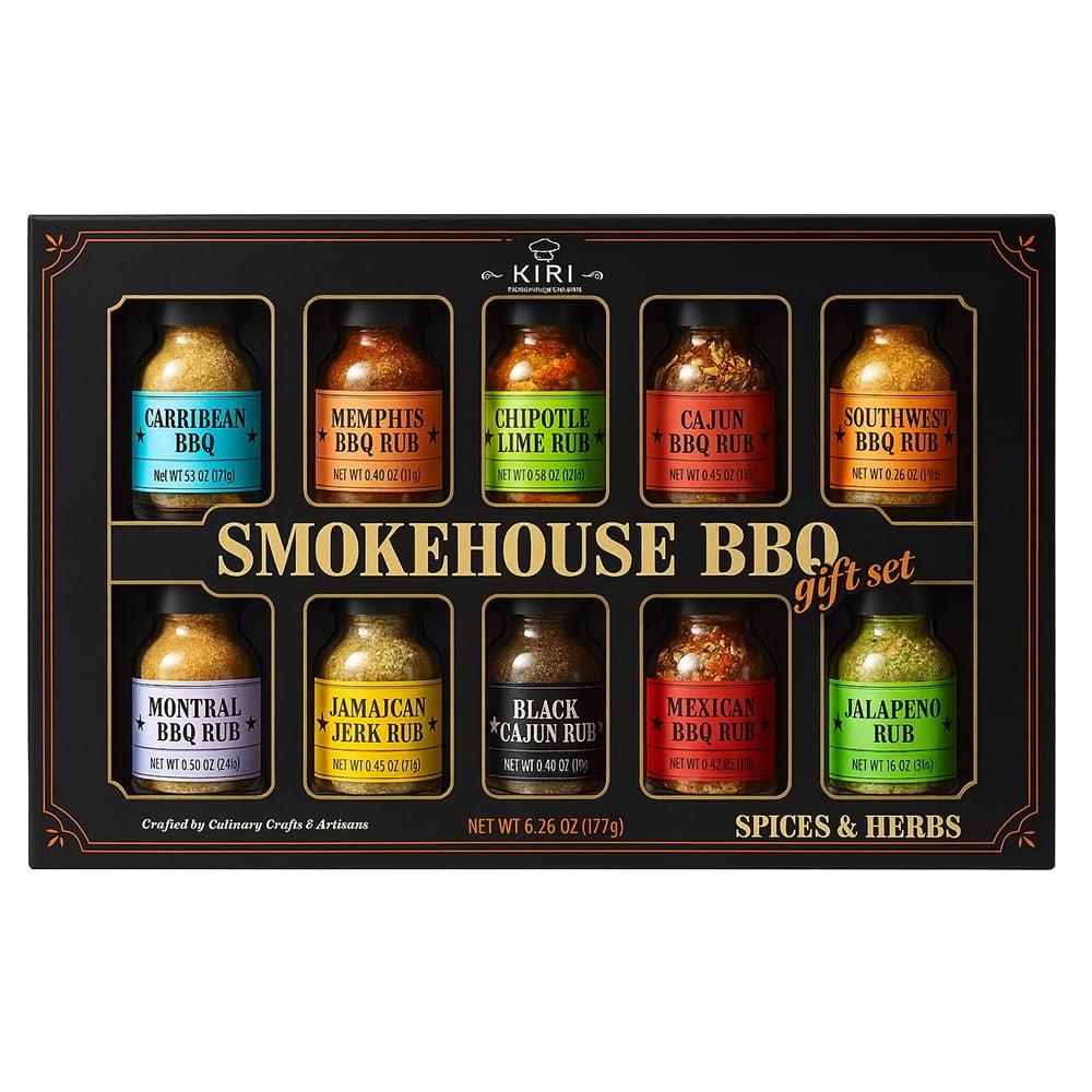 Kiri & Sons Smokehouse DEF29 BBQ Gourmet Grilling Spice 10-Glass Bottle ...