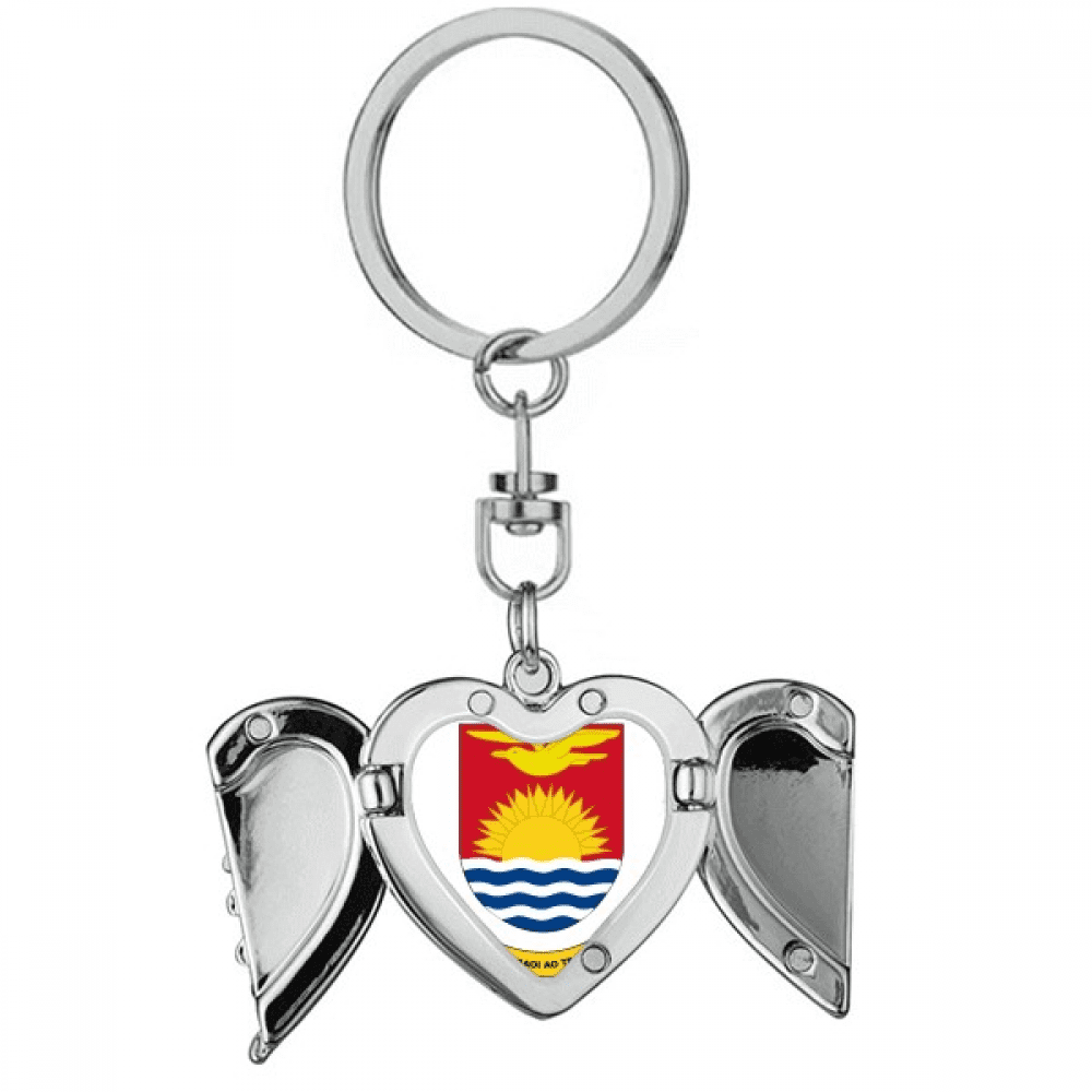 Kiribati Oceania National Emblem Heart Angel Wing Key Chain Holder ...