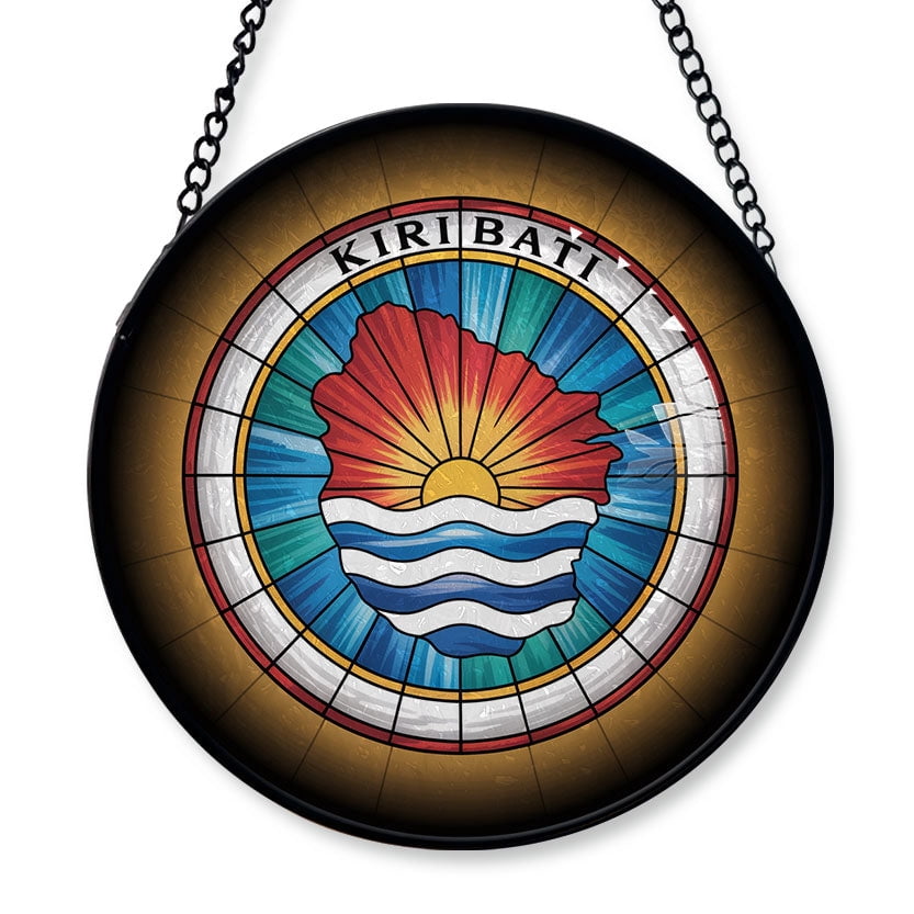 Kiribati Travel Decor Suncatcher Stained Glass Window Hanging, Gift for ...