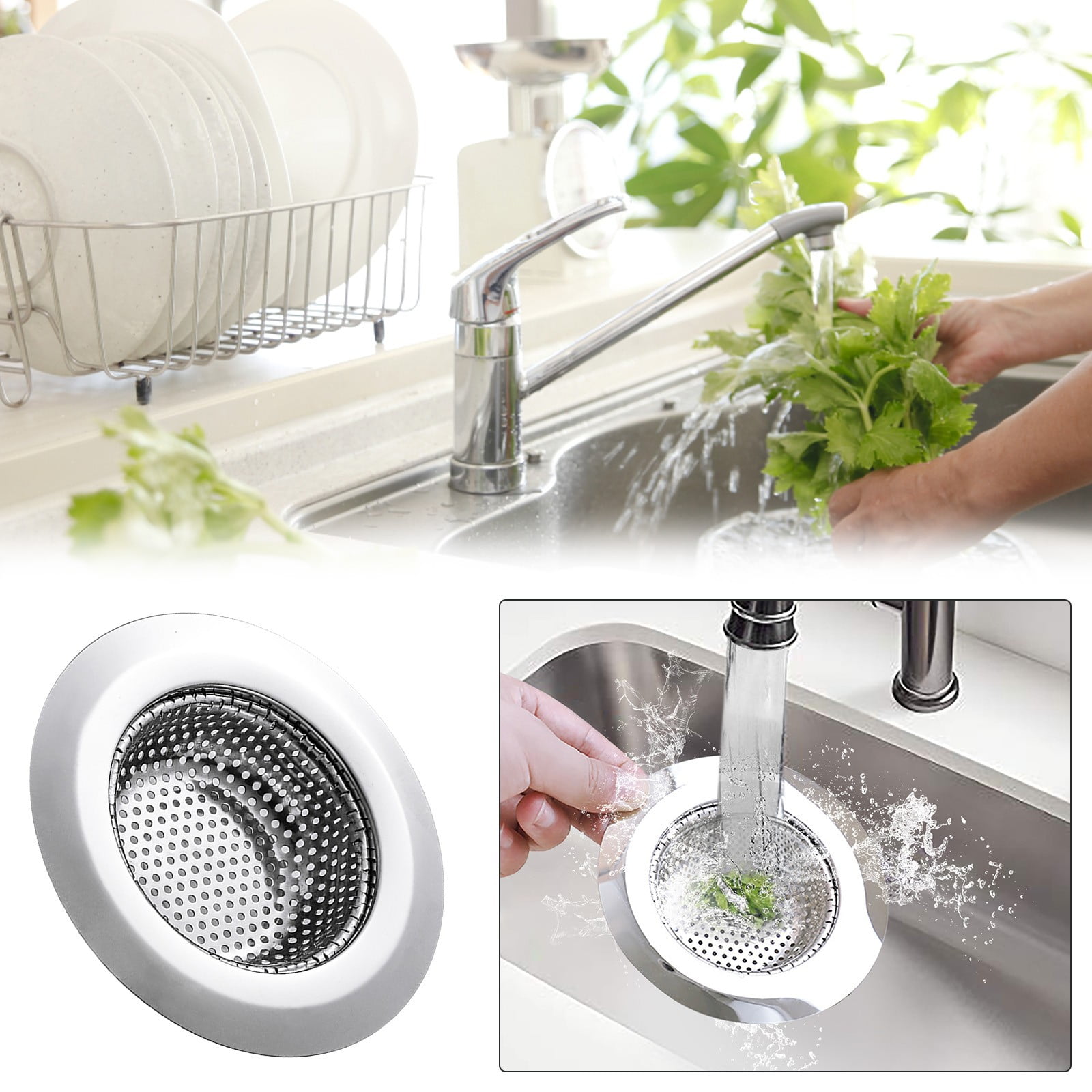 Kirisakiz cover drain hair trap drain filter for bathtubs2PCS Stainless ...