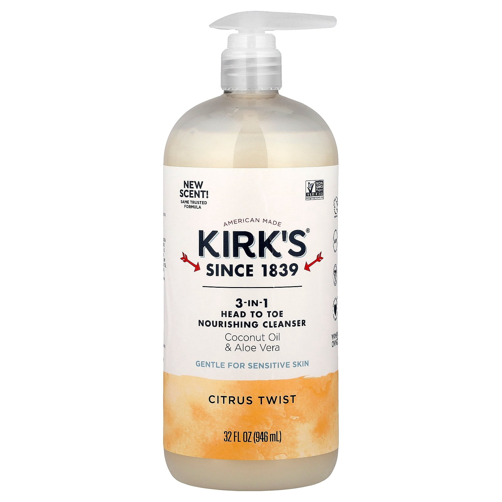 Kirk's 3-In-1 Head To Toe Nourishing Cleanser, Citrus Twist, 32 fl oz ...