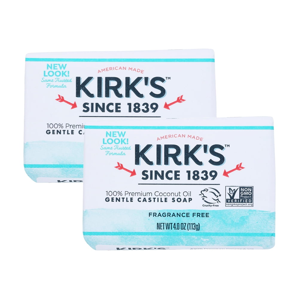 Kirk’s Pure Unscented Natural Castile Vegan Bar Soap with Premium ...