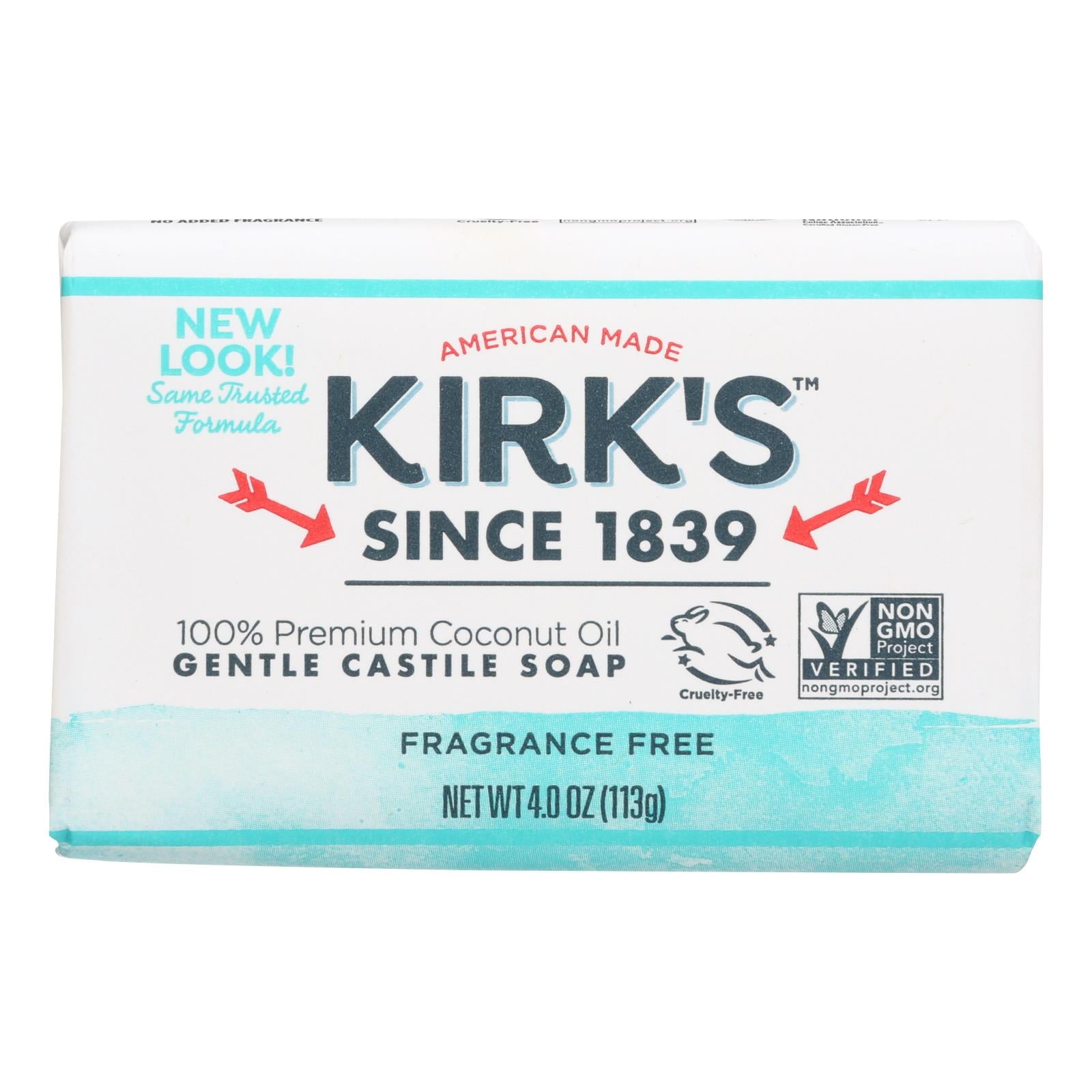 Kirk's Natural Original Coco Castile Soap Fragrance Free 4 oz Pack of 4 ...