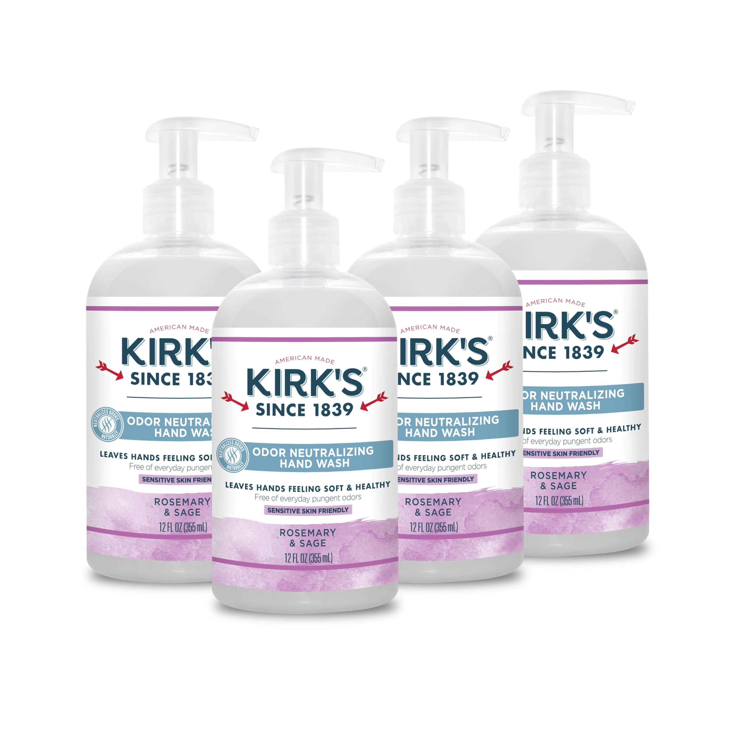 Kirk's Odor-Neutralizing Clean Hand Soap Castile Liquid Soap Pump ...