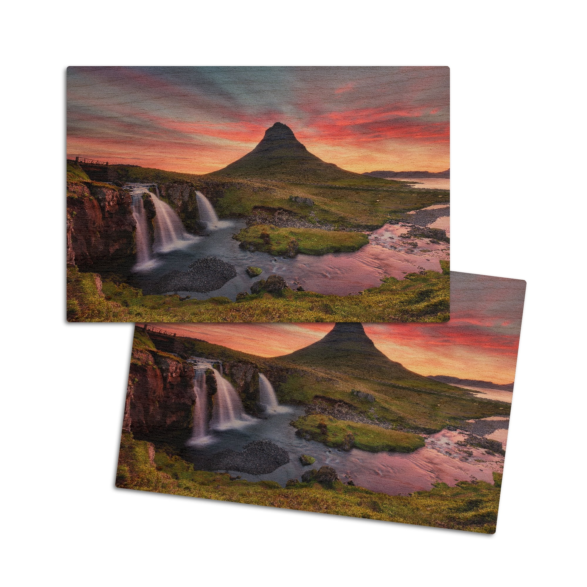 Kirkjufell Mountain and Waterfall, Iceland (4x6 Birch Wood Postcards, 2 ...
