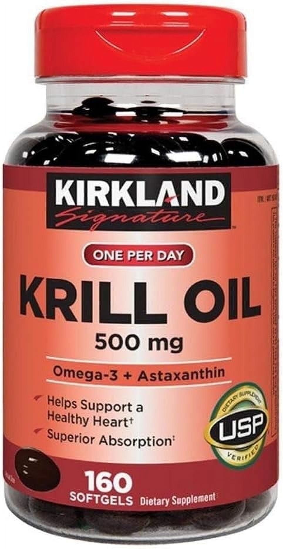 Kirkland Signature Krill Oil 500 mg, 160 Softgels, Omega-3 ...