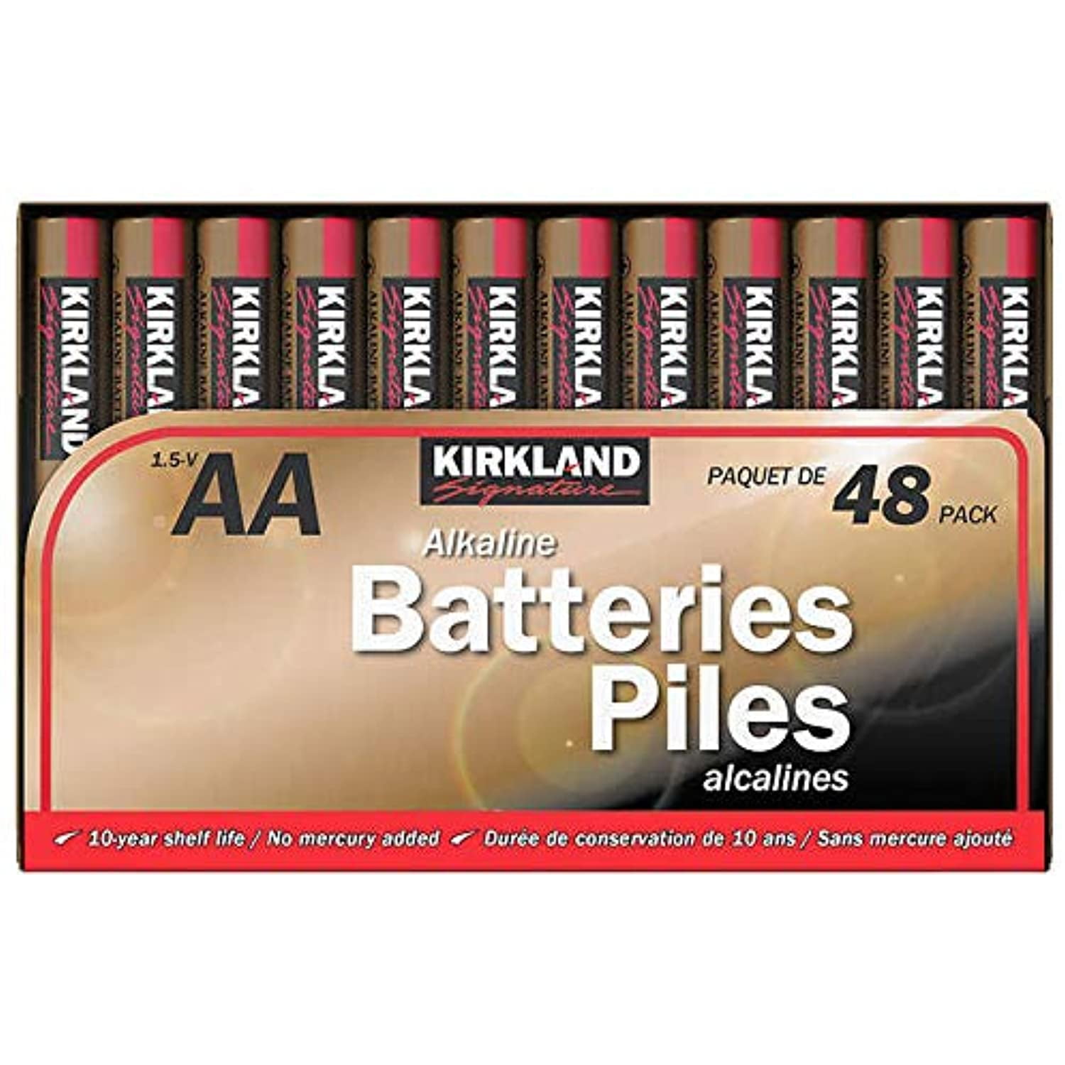 Kirkland Signature 1.5-V, AA Alkaline Batteries: 48-Pack - Walmart.com