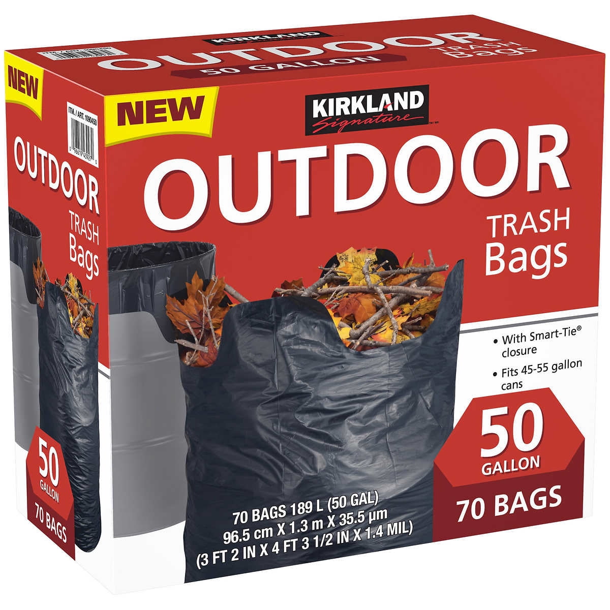 Kirkland Signature 50-Gallon Outdoor Trash Bag, Black, 70-count ...