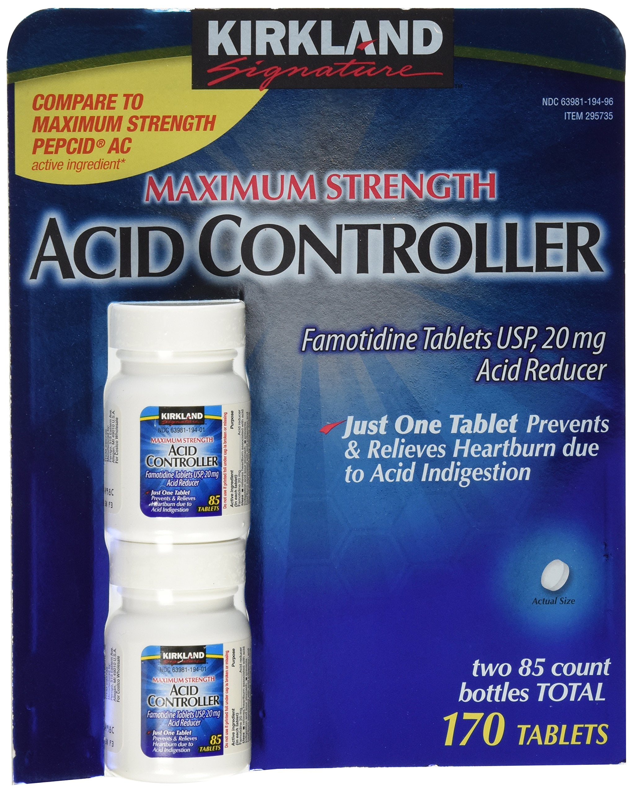 Kirkland Signature Acid Controller, 20 Mg Famotidine Tablet, 170 ...
