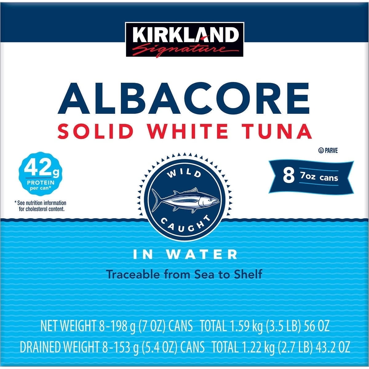 Kirkland Signature Albacore Solid White Tuna in Water, 7 oz 8ct ...
