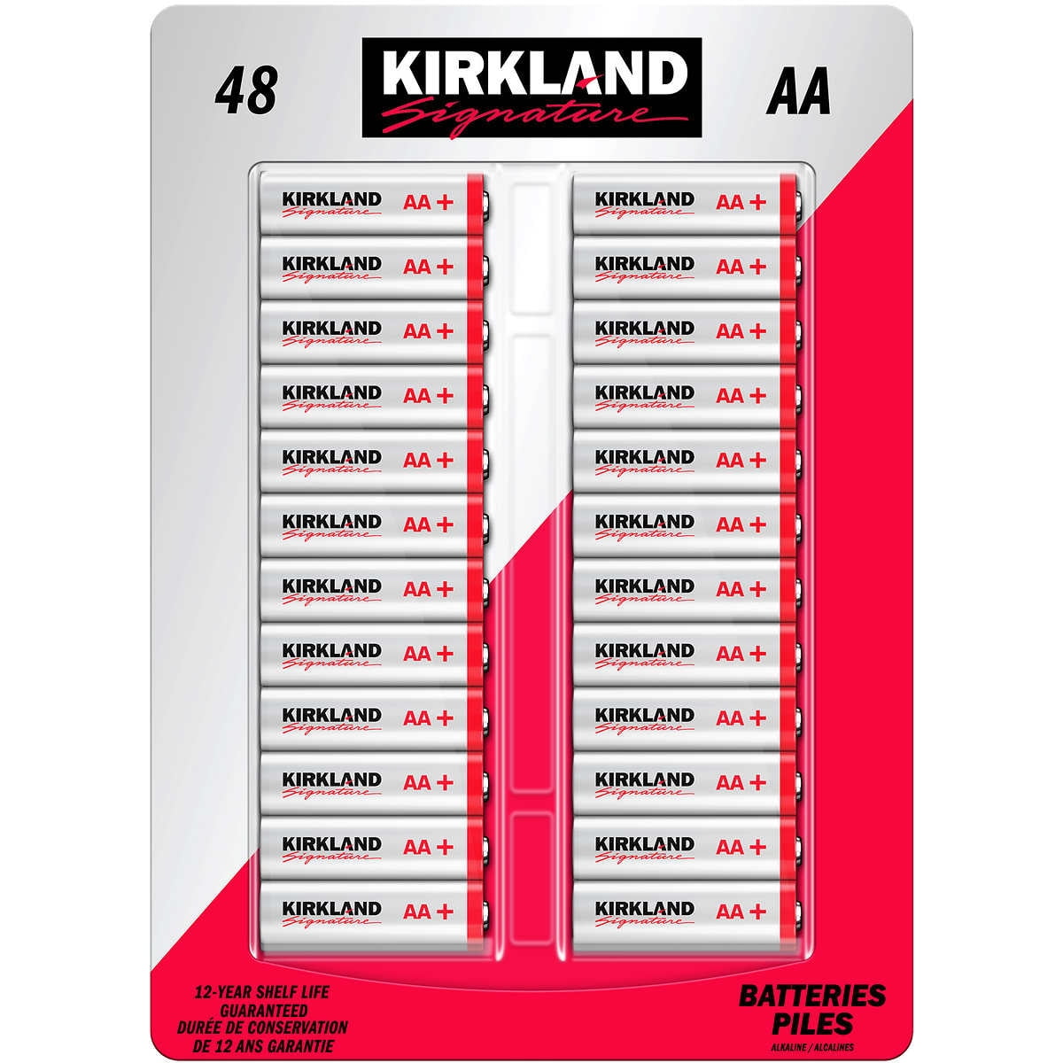 Kirkland Signature Alkaline AA Plus Batteries, 48 Count - Walmart.com