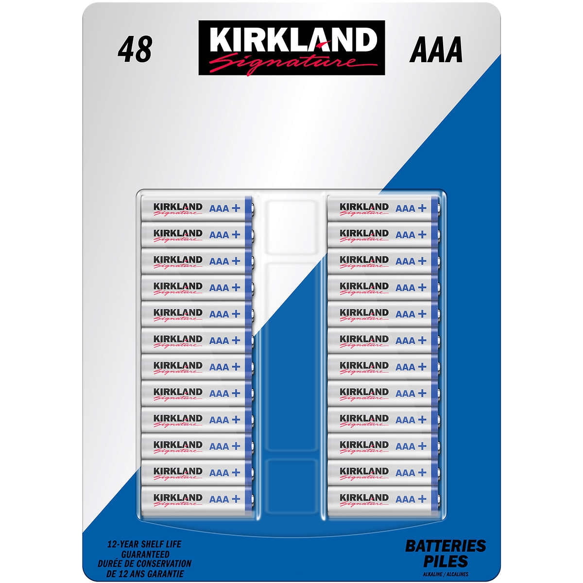 Kirkland Signature Alkaline AAA Plus Batteries, 48 Count - Walmart.com