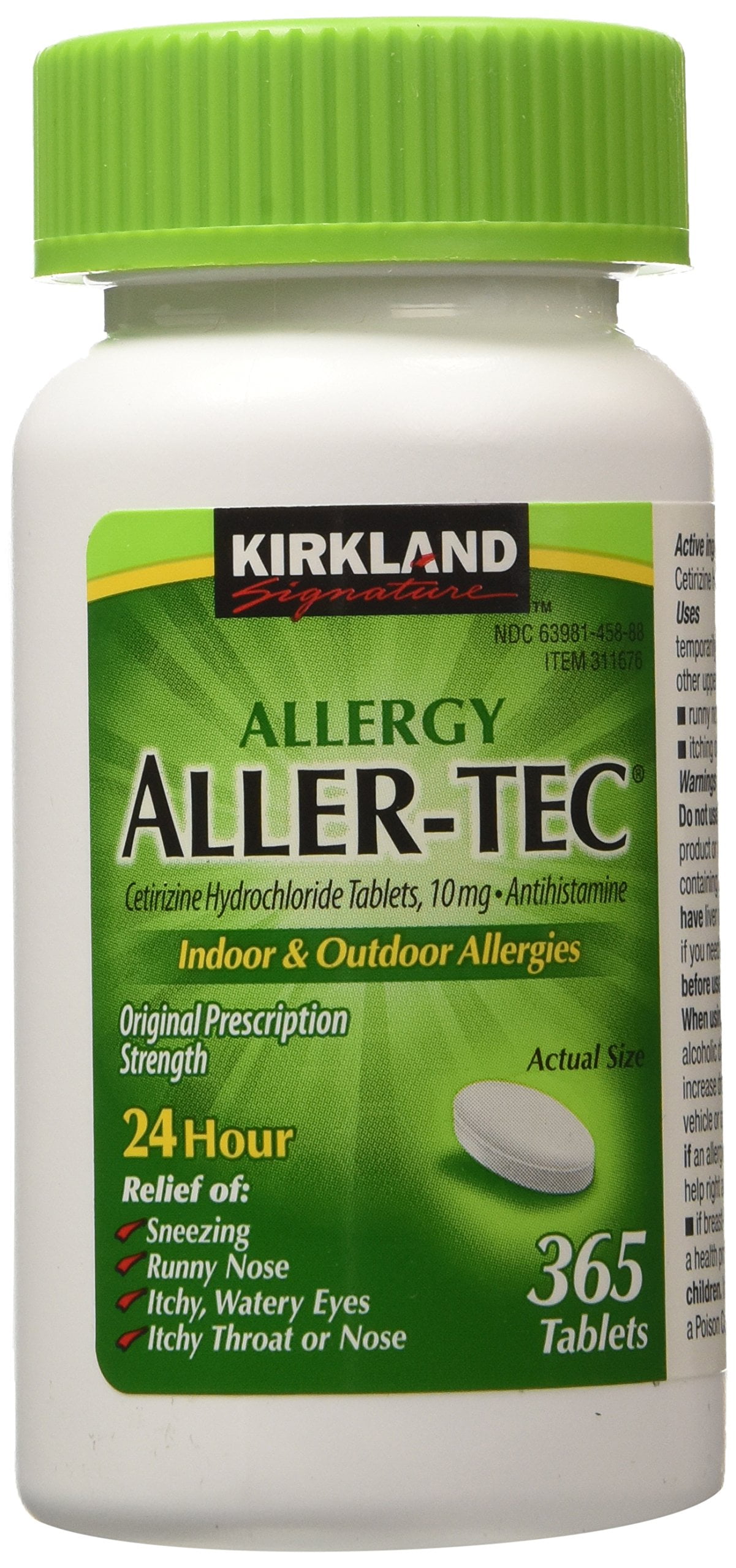 Kirkland Signature Aller-Tec Cetirizine HCL/ Antihistamine Tablets 10 ...