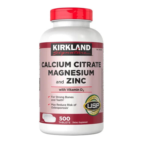 Kirkland Signature Calcium Citrate, Magnesium and Zinc, 500 Tablets ...