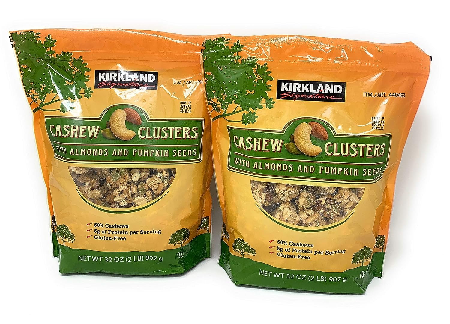 Kirkland Signature Cashew Clusters, 2 lbs (2 Pack) - Walmart.com