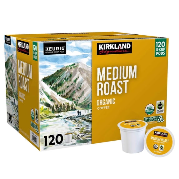 Kirkland Signature Organic Medium Roast Coffee, Keurig K-Cups, 120 ...