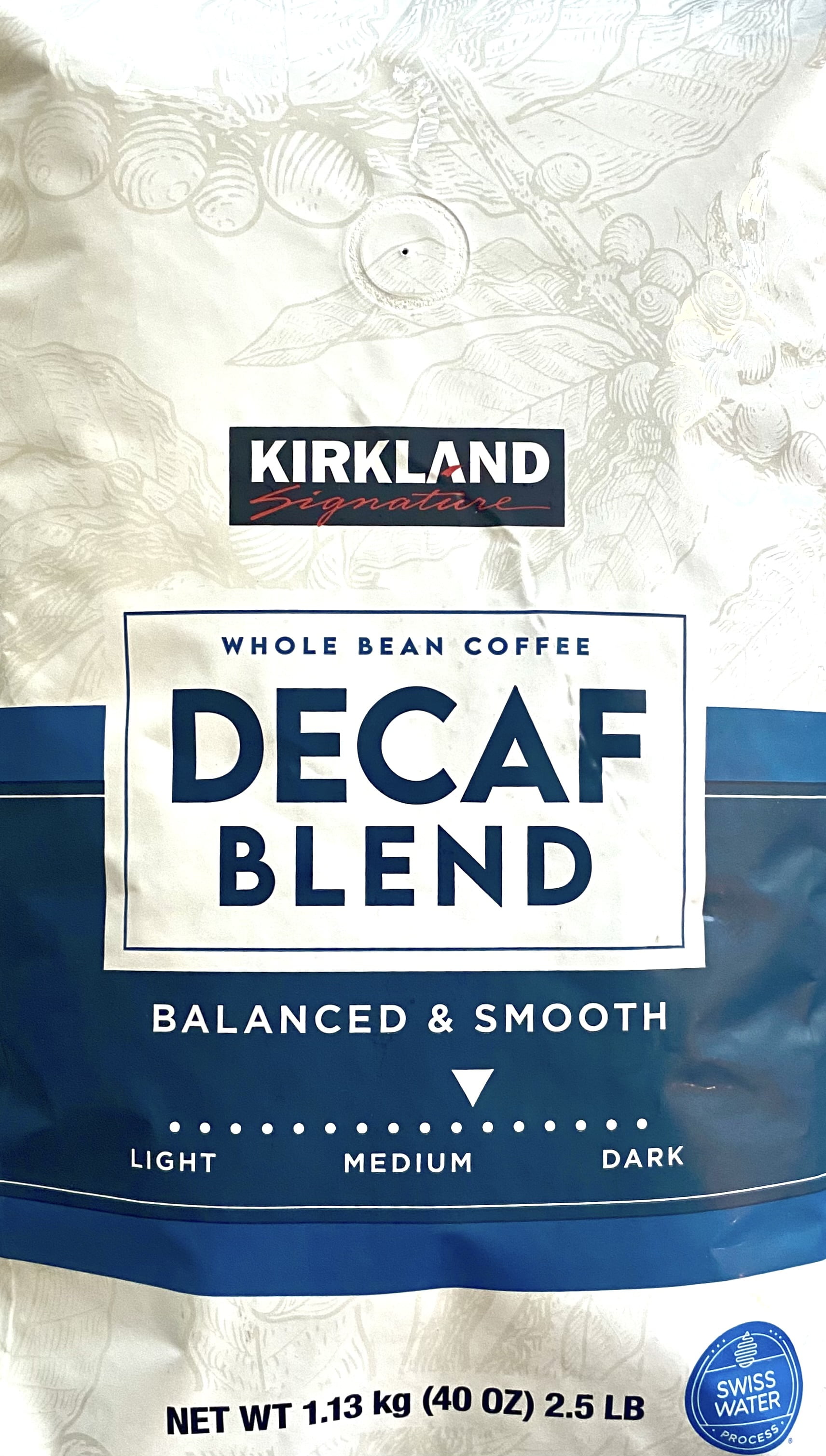 Brandclub - Kirkland Signature Decaf Blend Whole Bean Coffee, Medium-Roast, 40 Ounce