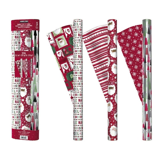 Kirkland Signature Double Sided Wrapping Paper, 3 Pack (270 Square Feet ...