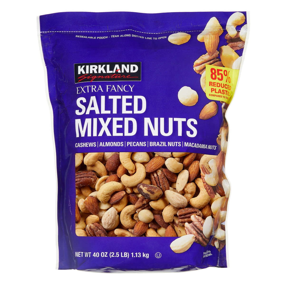 Kirkland Signature Salted Mixed Nuts, Cashews, Almonds, Pecans, Macadamia, 2.5 Pounds - Walmart.com