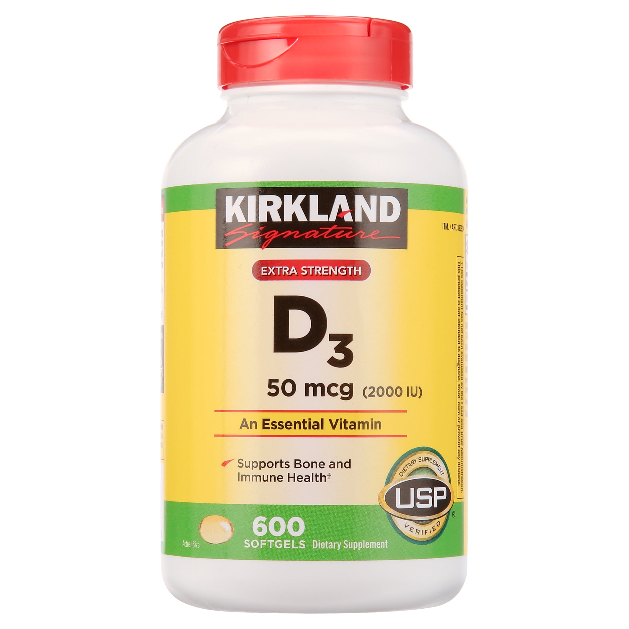 KIRKLAND Signature Extra Strength Vitamin D3 50 mcg, 600 Softgels ...