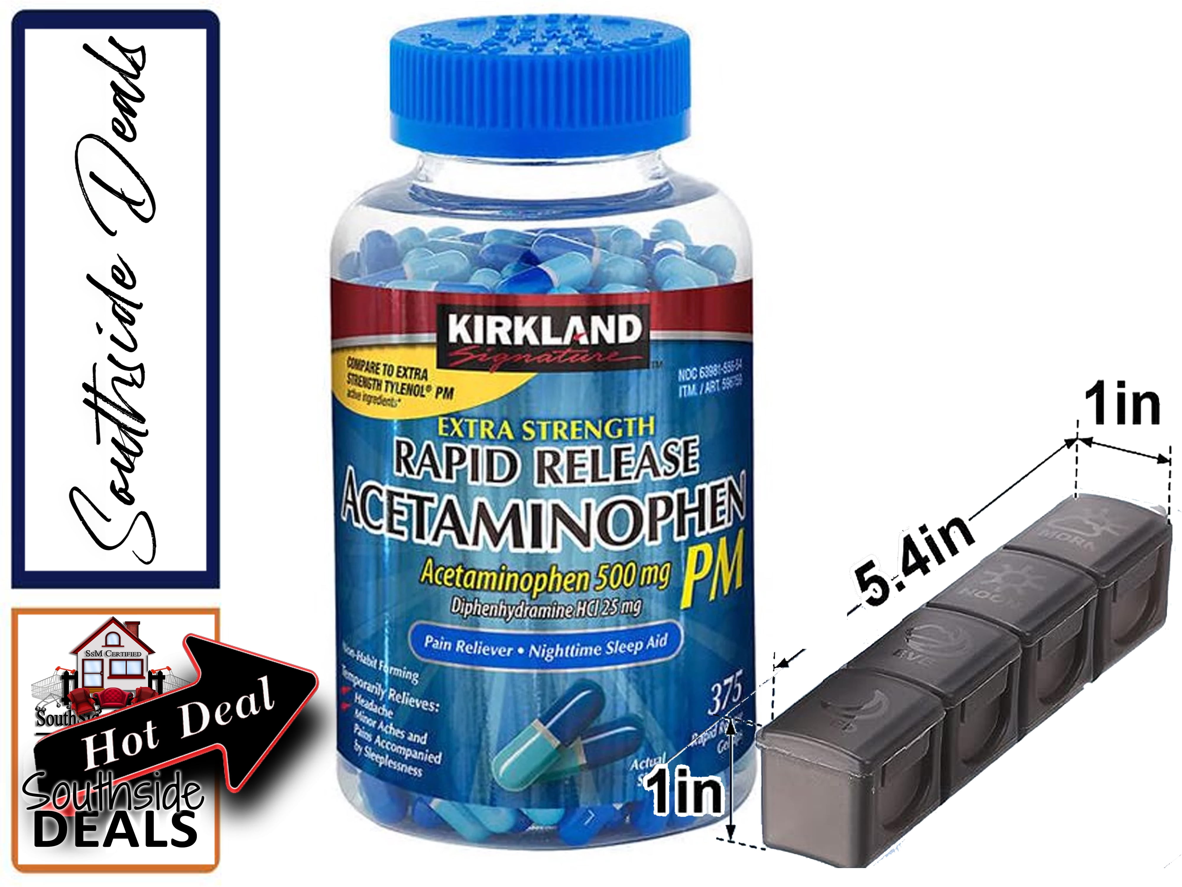 Kirkland Signature Extra Strength Rapid Release Acetaminophen PM 500mg ...