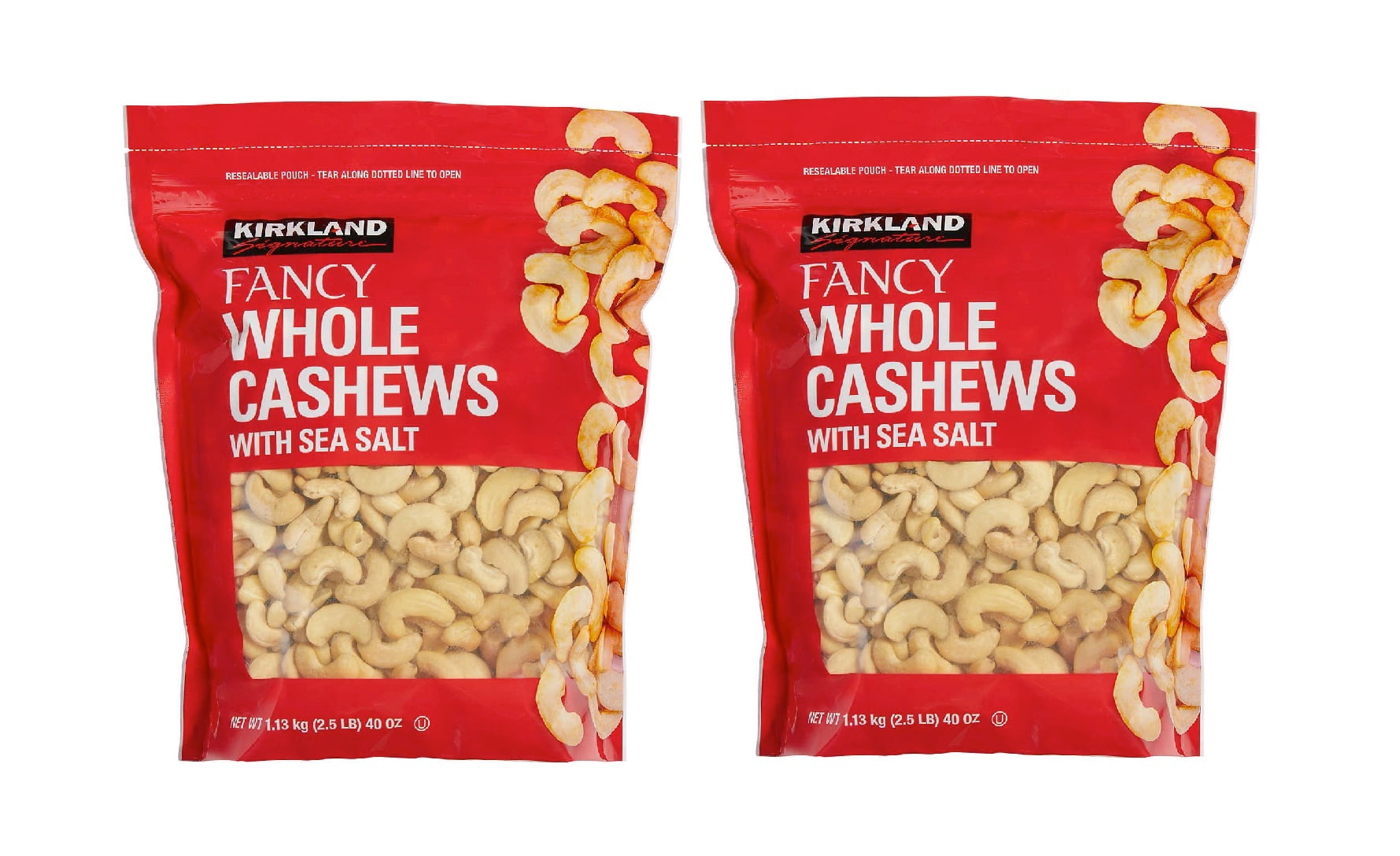 Kirkland Signature Kosher Fancy Whole Cashews with Sea Salt, 2.5 lb ...