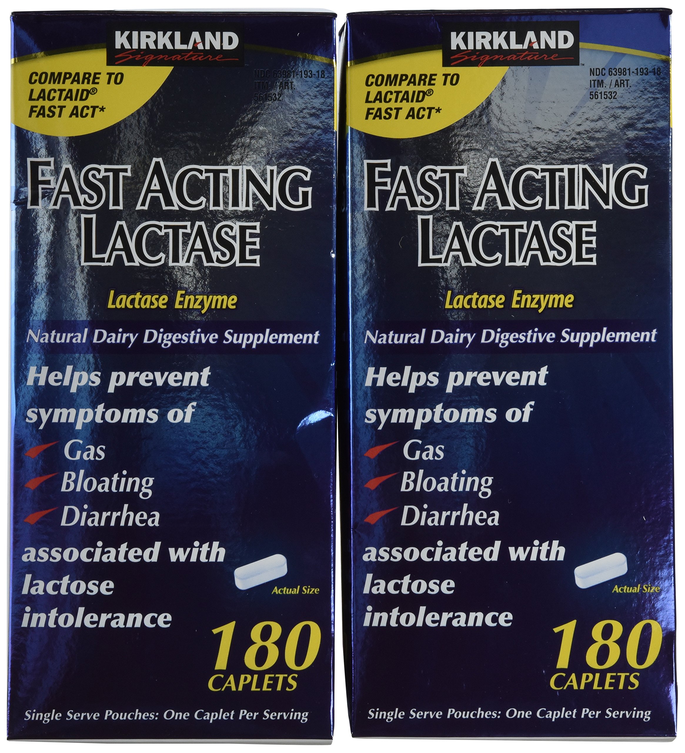Kirkland Signature Fast Acting Lactase, (2 Pack), 360 Ct Caplets ...