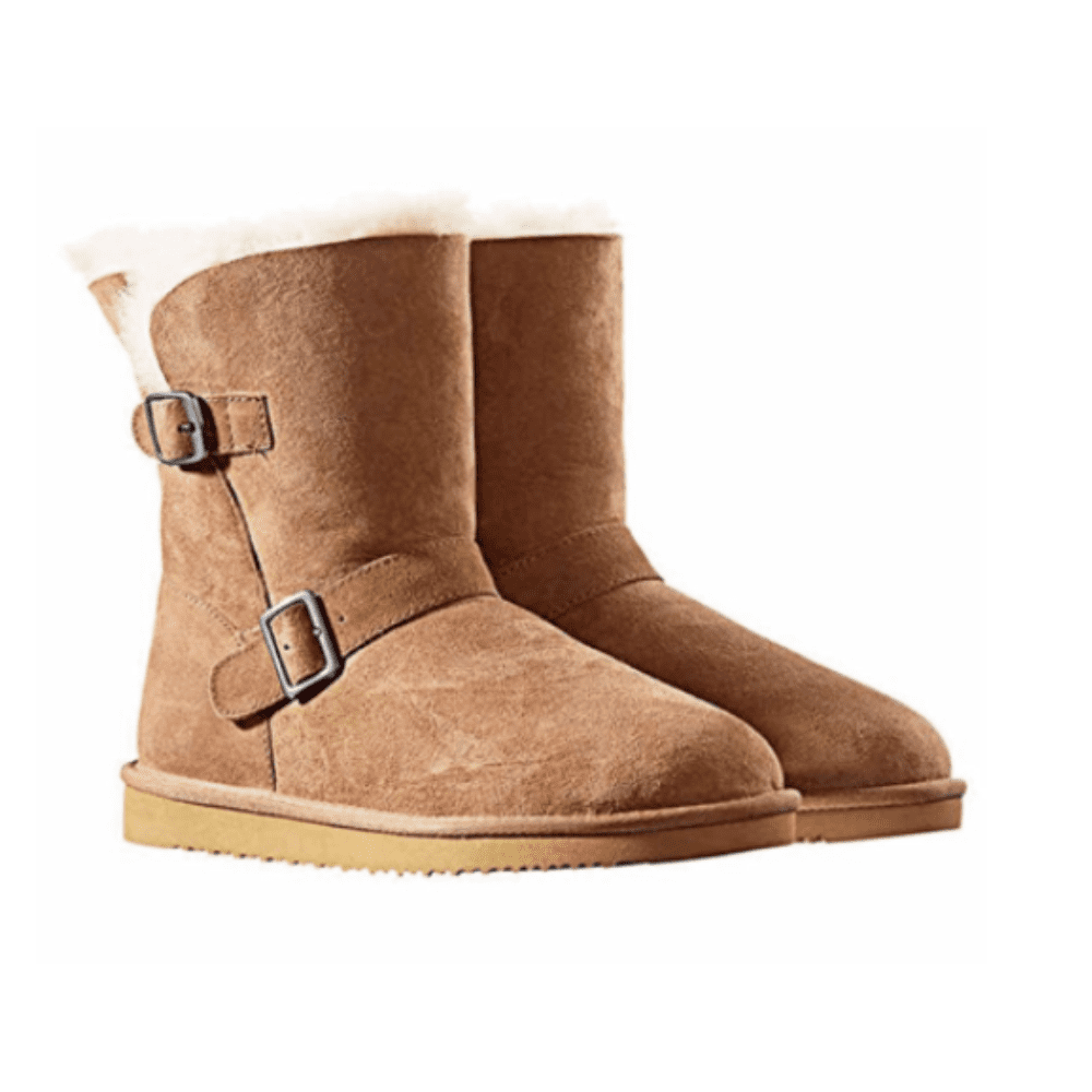 Kirkland Signature Girls Shearling Buckle Boots with Studs (Chestnut ...