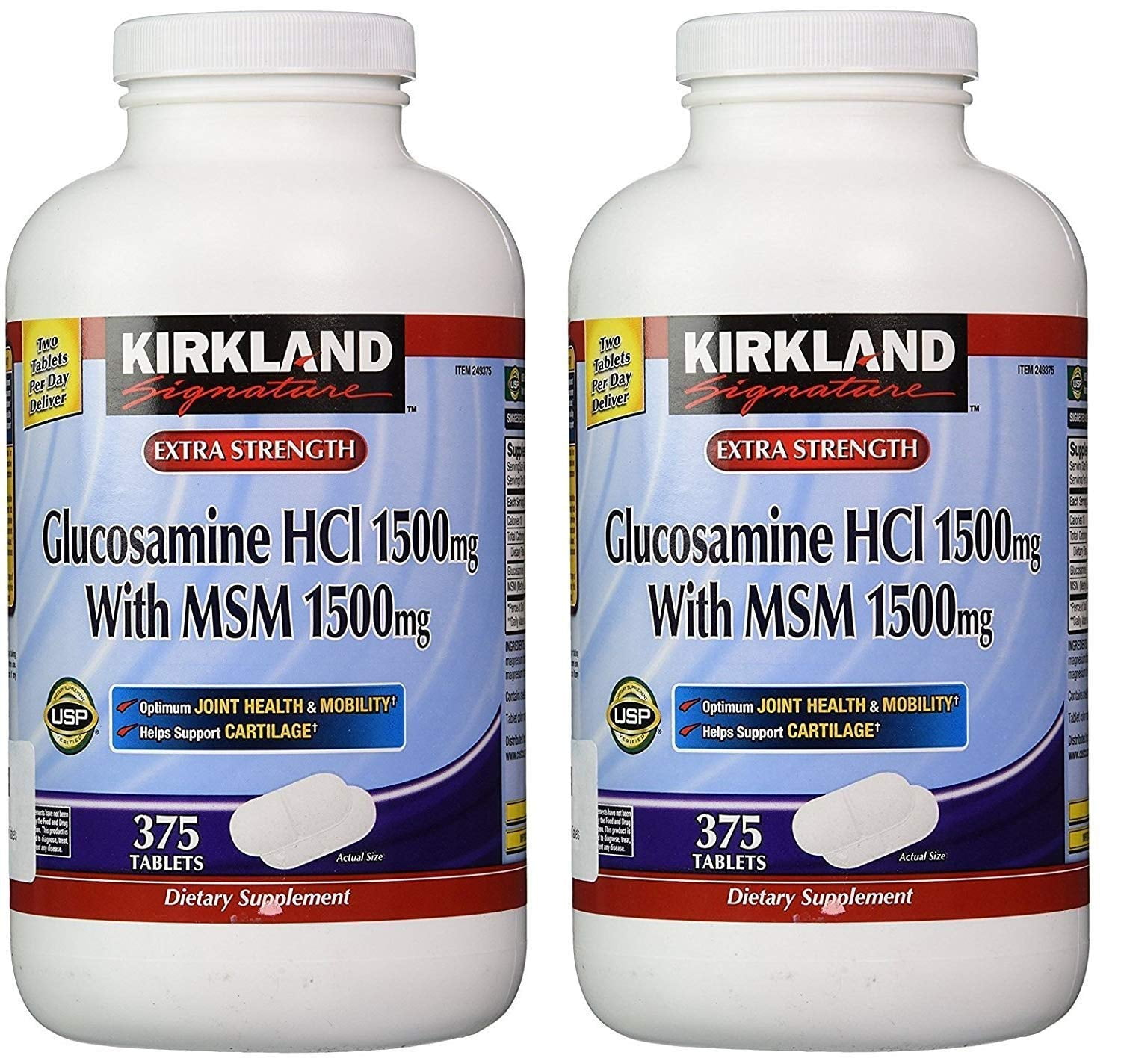 Kirkland Signature Glucosamine HCI (Pack of 2) Extra Strength with MSM ...