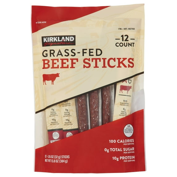 Kirkland Signature Grass-fed Beef Sticks, 1.15 Ounce (Pack of 12 ...