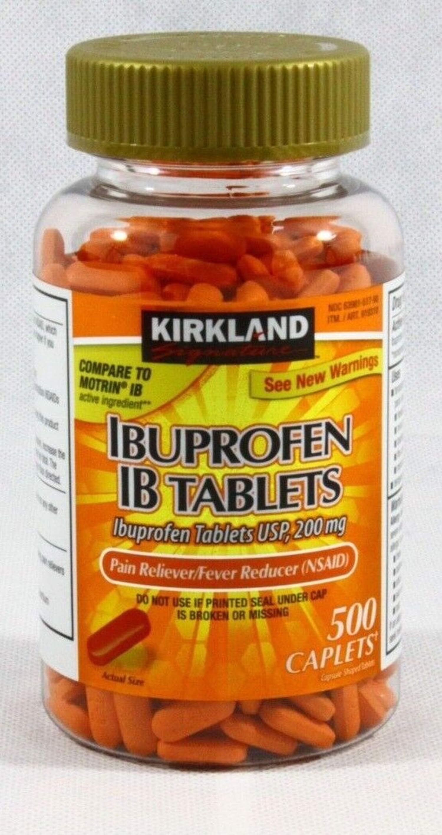 Kirkland Signature™ Ibuprofen 200 Mg IB Tablets 500 Caplets New Free ...