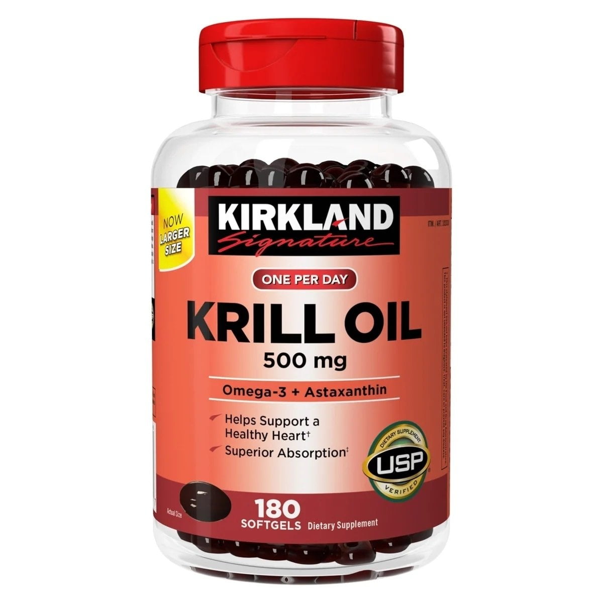 Kirkland Signature Krill Oil 500mg, Omega-3 Supplement, 180 Softgel Capsules - Walmart.com
