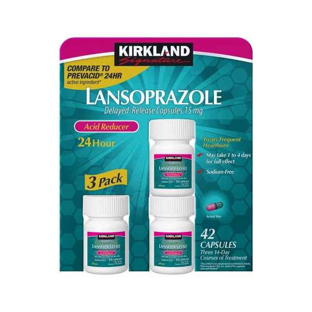 KS Lansoprazole 15 mg. Acid Reducer, 42 Capsules - 2 Pack - Walmart ...