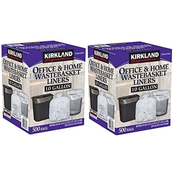 Kirkland Signature Made in USA 10 Gallon Clear Wastebasket Liner Bags ...