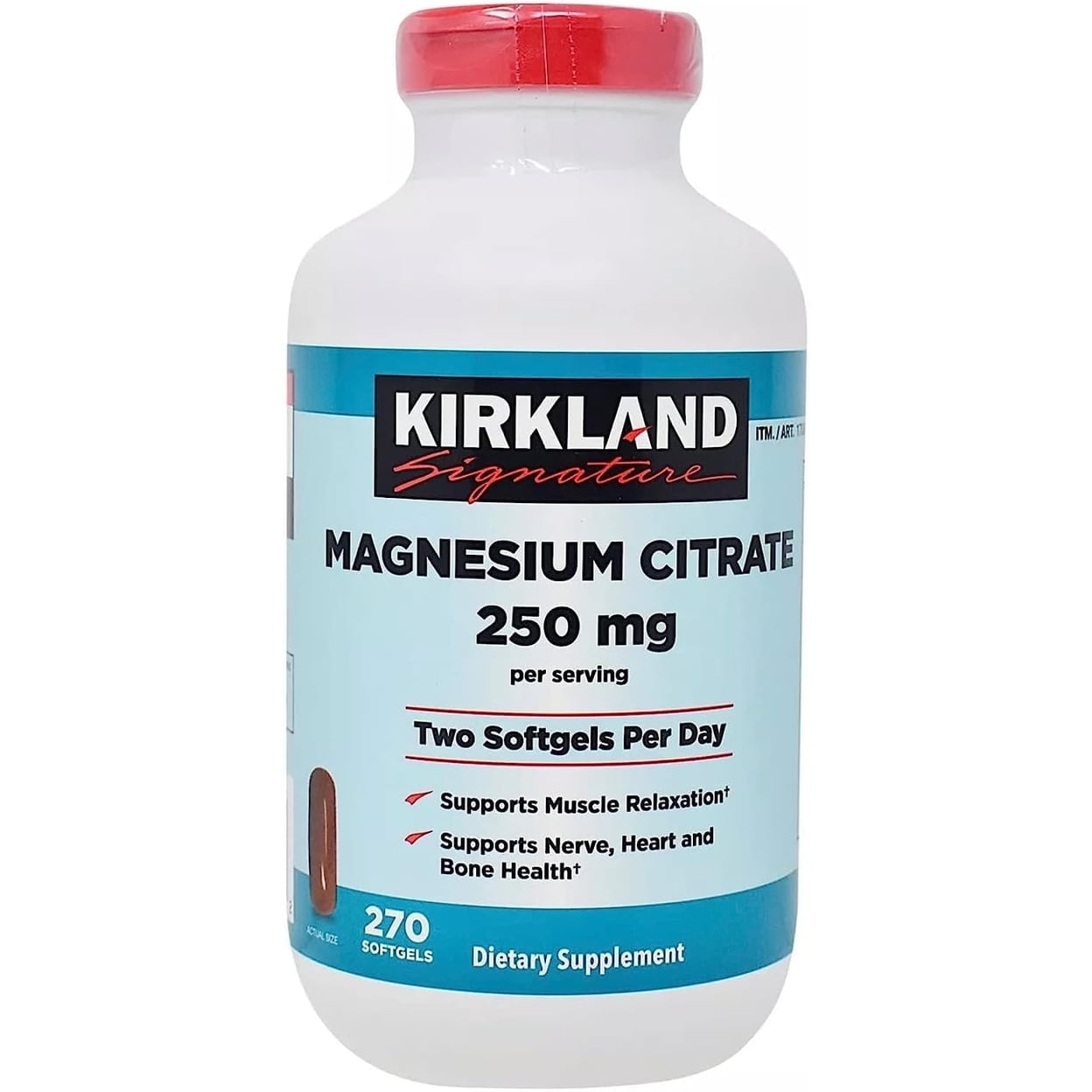 Kirkland Signature Magnesium Citrate 250mg Health Supplement Softgels ...
