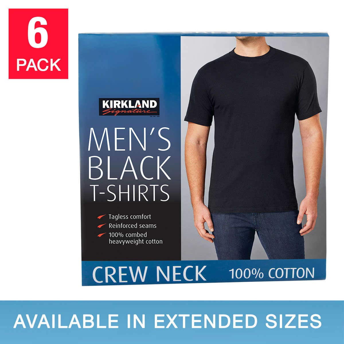 Kirkland Signature Men’s Crew Neck Tee Shirt, 6-Pack, Variety (XL ...