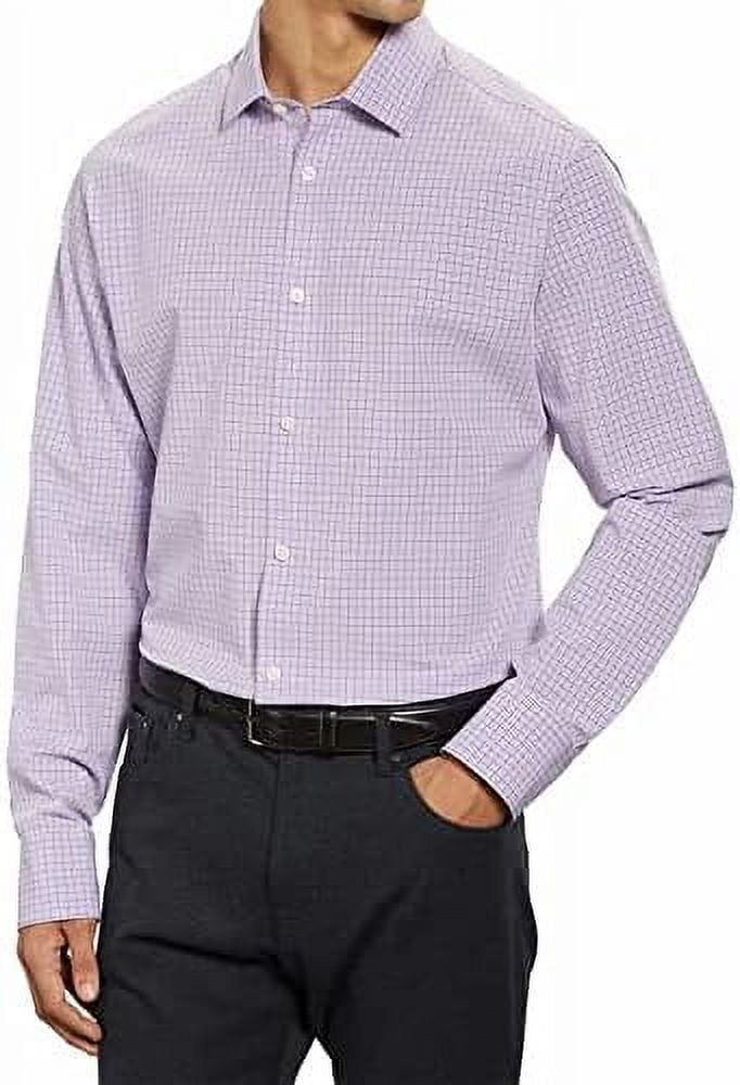 Kirkland Signature Men's Traditional Fit Dress Shirt (Purple Check, L ...