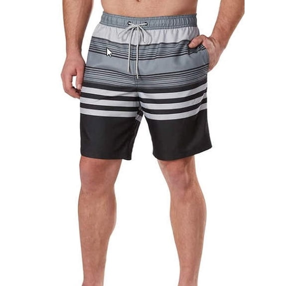 Kirkland Signature Mens Swim Short Trunks XL, Black Grey Stripe ...