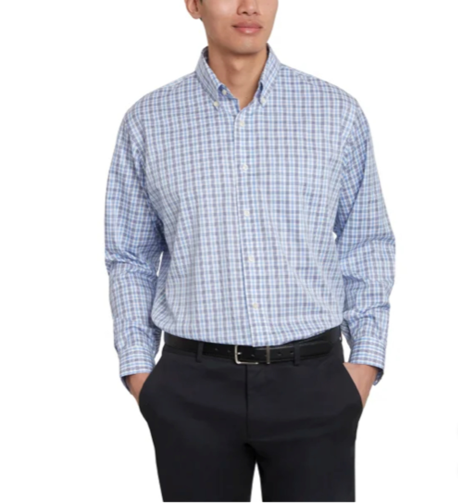 Kirkland Signature Mens Traditional Fit Dress Shirt, Navy White Twill ...