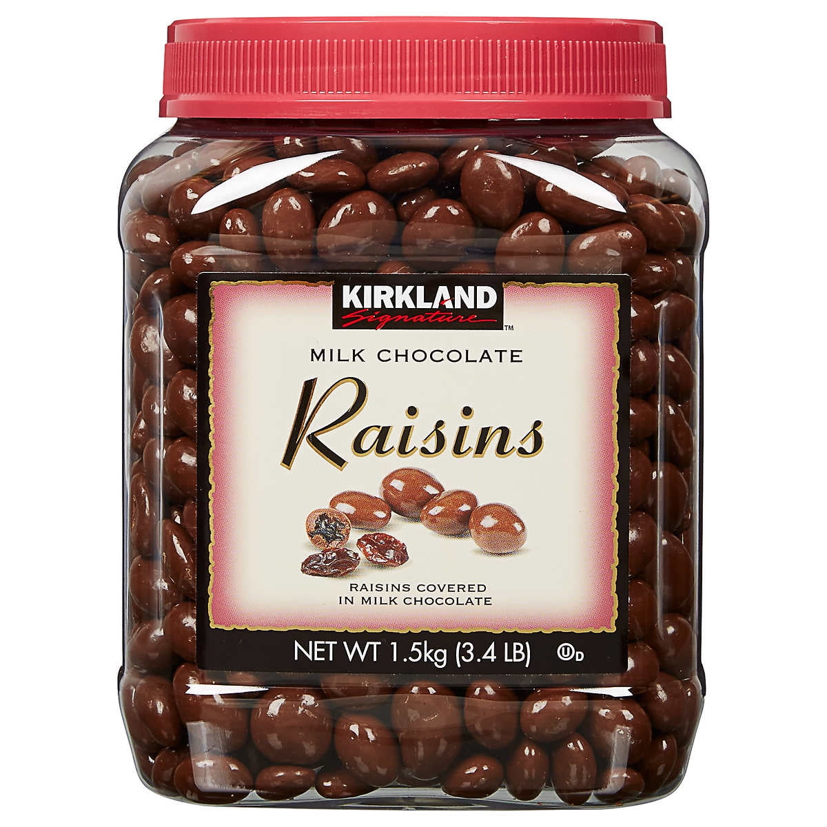 Kirkland Signature Milk Chocolate Covered Raisins, Kosher, 3.4 lb Jar ...