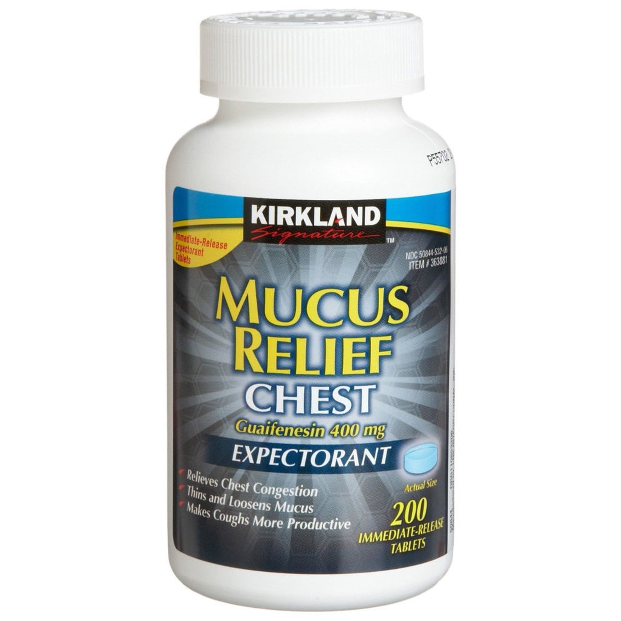 Kirkland Signature Mucus Relief Chest 400 mg., 200 Tablets - Walmart.com