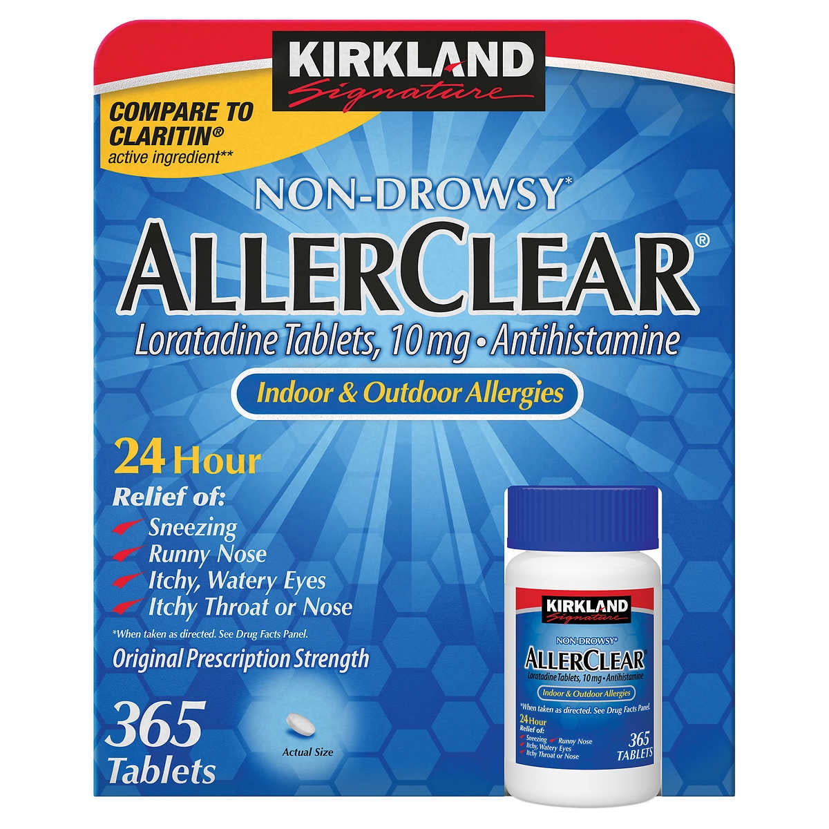 Kirkland Signature Non-Drowsy AllerClear Antihistamine 10mg., 365 ...