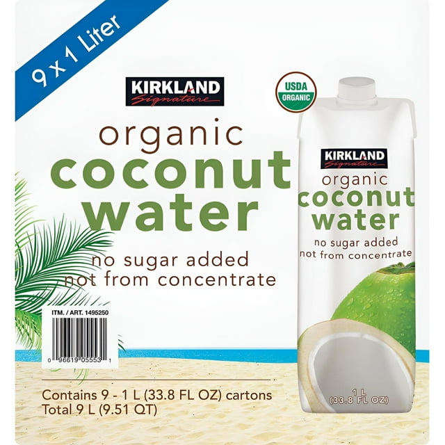 Kirkland Signature Organic Coconut Water 33.8 Fluid Ounce (Pack of 9 ...