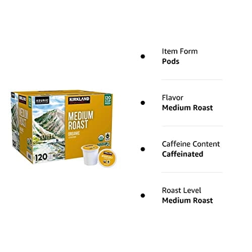 Kirkland Signature Organic Medium Blend Roast, Recyclable K Cup Pods, 3 ...