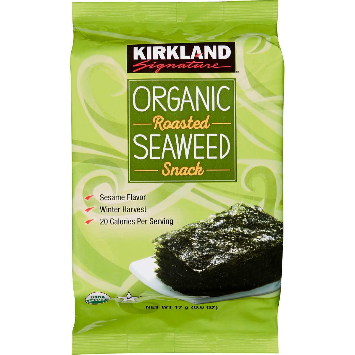 Kirkland Signature Organic Roasted Seaweed Snack, 0.6 oz, 10-count ...