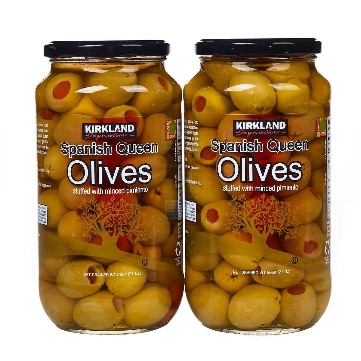 Kirkland Signature Pimento Stuffed Spanish Queen Olives 21 oz. Jars x 2 ...