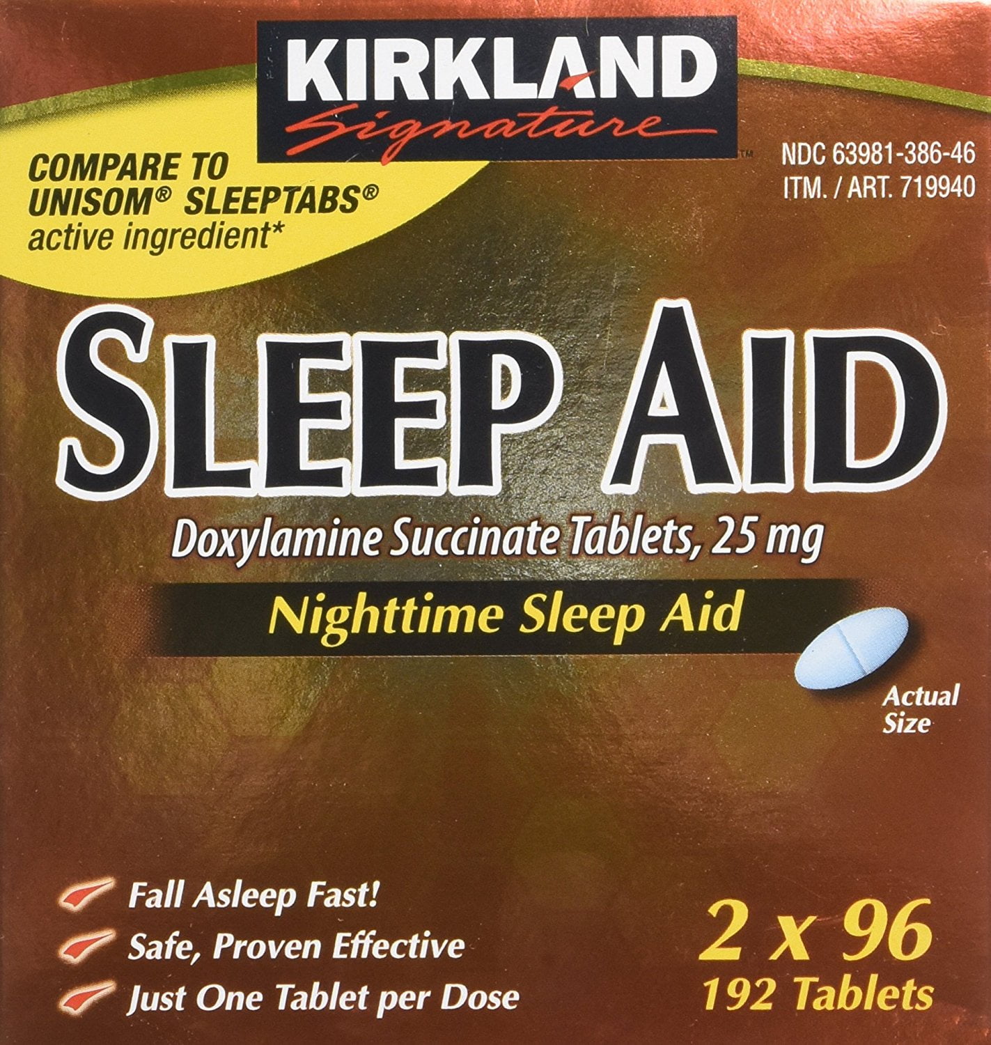 Kirkland Signature Sleep Aid - 192 Calming Sleepy Pills for Adults ...