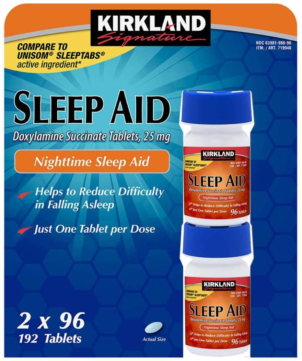 Kirkland Signature Sleep Aid Doxylamine Succinate 25 Mg 4 Bottles X 96 ...