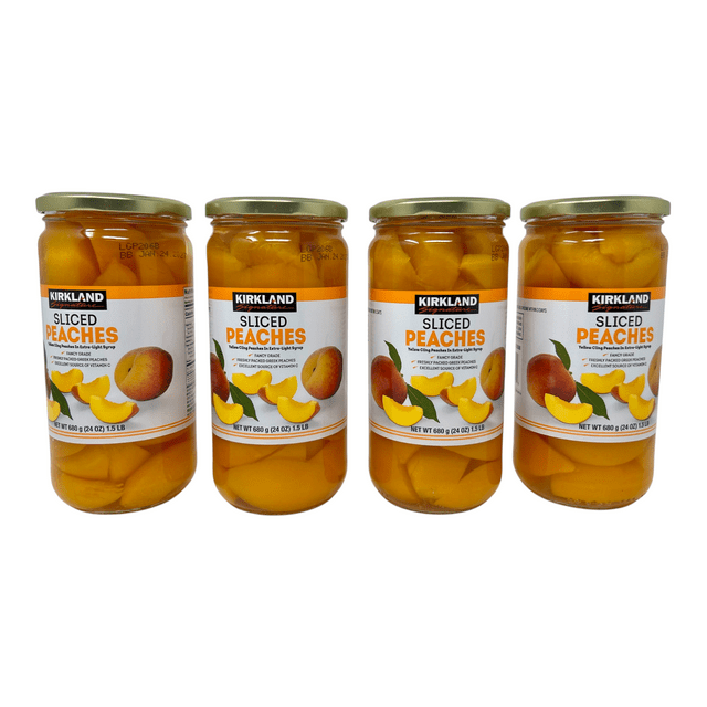 Kirkland Signature Sliced Peaches in Extra-Light Syrup, 24oz (4-Pack ...